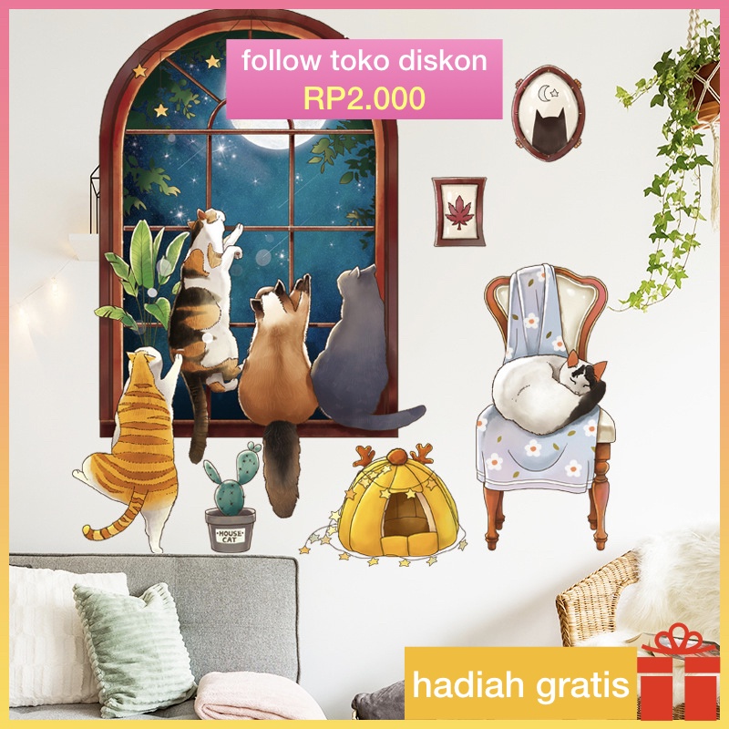 Jual stiker cat dinding / wall stiker dinding pvc transparan （60cm*90cm ...