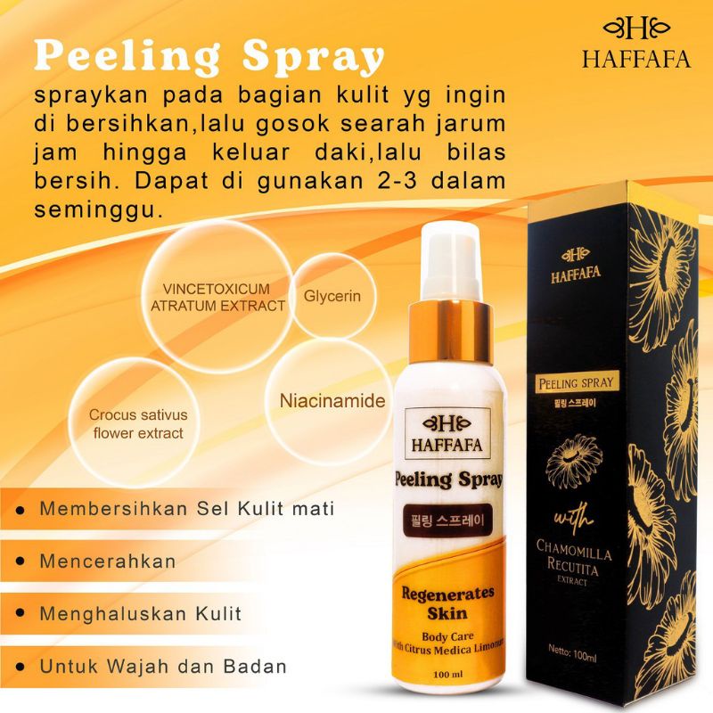Jual Peeling Spray Haffafa Membantu Mengangkat Sel Kulit Mati 100ml (Original) | Shopee Indonesia