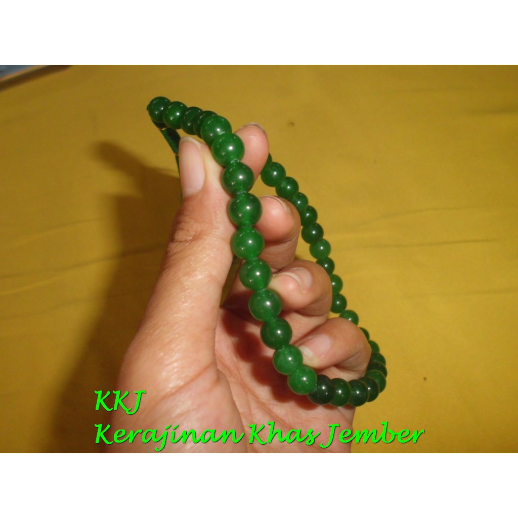Jual Tasbih batu HIJAU GIOK Proses kuncir satu model dua 33 biji 7 mm ...