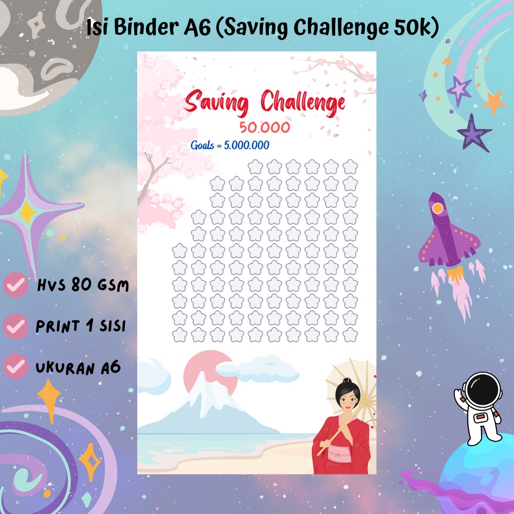 Jual Isi Binder A6 Saving Challenge / Tantangan Menabung (Saving Goal) | Shopee Indonesia