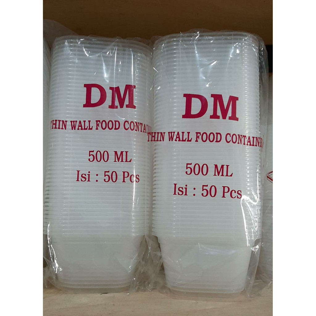 Jual Thinwall DM SQ 500 ML Kotak (50 pcs) - Cup Plastik DM 500 ML ...