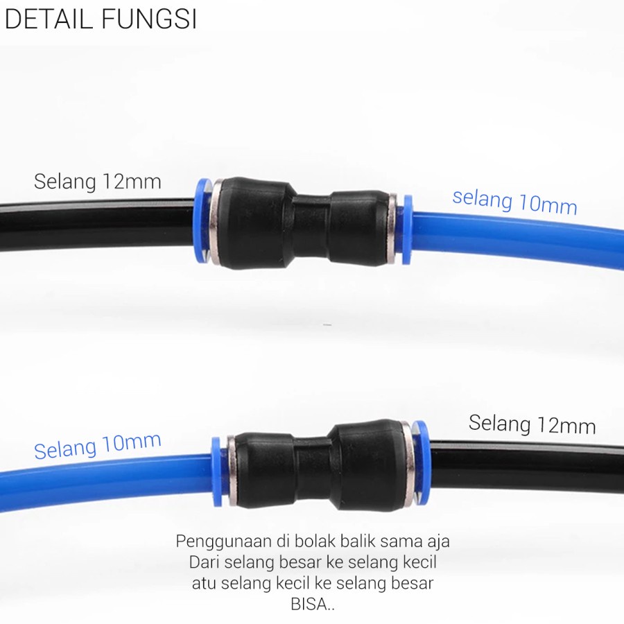 Jual sambungan reducer slip lock selang PE PU bisa pilih ukuran ...