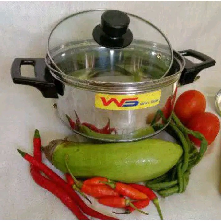 Jual Panci sayur stainless tutup kaca ukuran 20 cm, 22 dan 24 cm ...