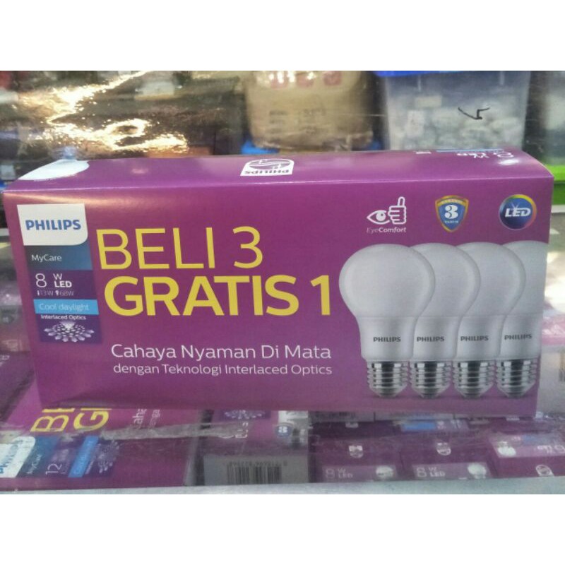 Jual lampu led philips paket 8watt led bulb philips bohlam led philips ...