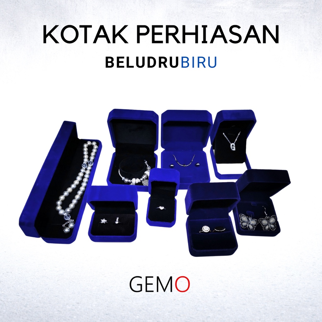 Jual KOTAK PERHIASAN BIRU SAFIR BELUDRU ROYAL BLUE JEWELRY BOX SET ...