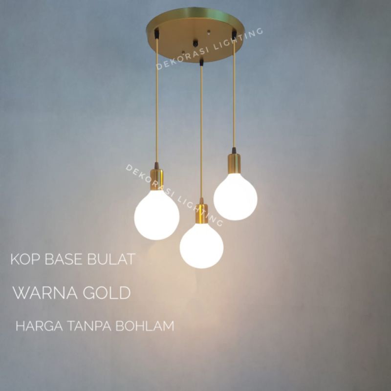 Jual lampu gantung hias 3in1 gold minimalis 3 lampu void panjang meja makan | Shopee Indonesia