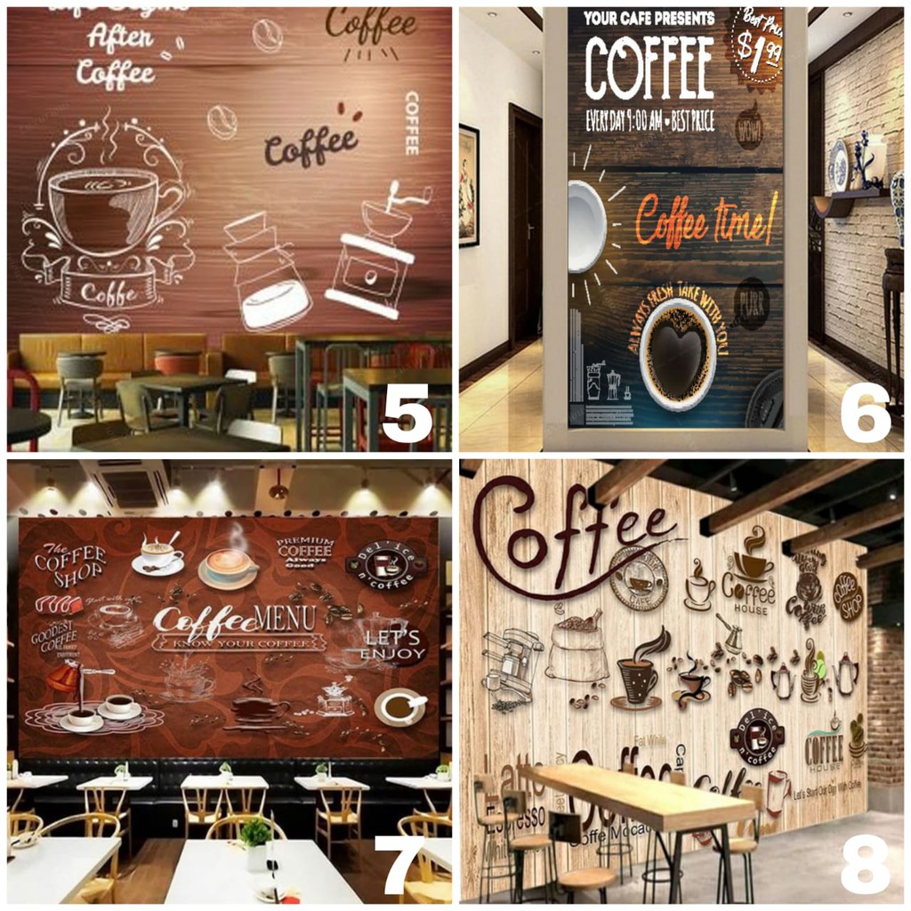 Jual WALLPAPER 3D WALLPAPER CUSTOM DINDING COFFEE SHOP | Shopee Indonesia