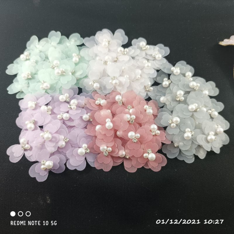 Jual BUNGA 3D ORGANZA FLAT 3 LOVE 3cm | Shopee Indonesia