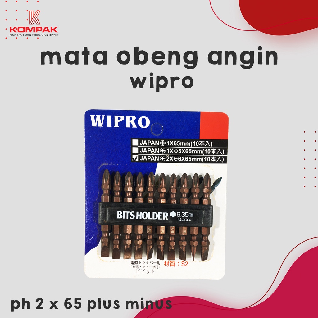Jual Mata obeng angin Wipro 2 way WIPRO Mata Obeng Angin Pendek PH2 x ...