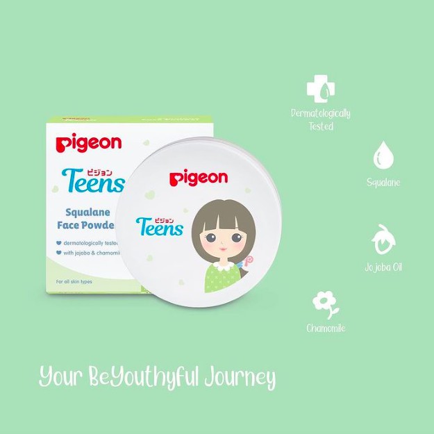 Jual Pigeon Teens Squalane Face Powder Translucent 12gr | bedak tabur ...