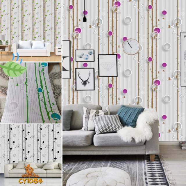 Jual Wallpape Sticker Ranting Polkadot Ungu Ukuran Panjang 10Meter x ...