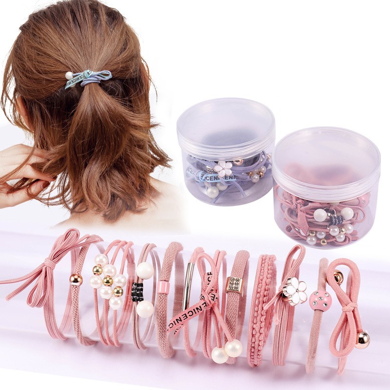 Jual [12 in 1] Ikat Rambut Wanita Elastis Bahan Karet Aksesoris Fashion ...