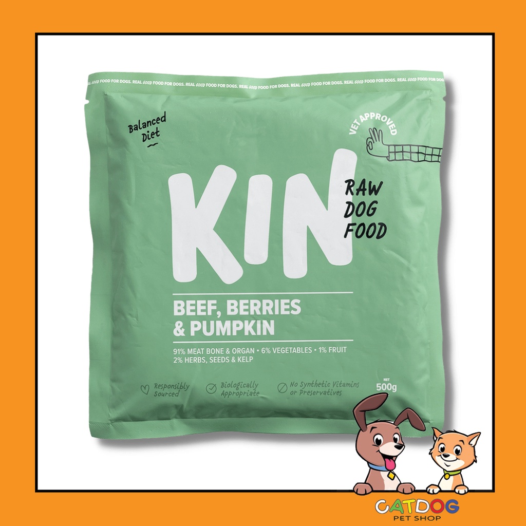 Jual KIN Raw Dog Food Beef Berries & Pumpkin 500gr | Shopee Indonesia