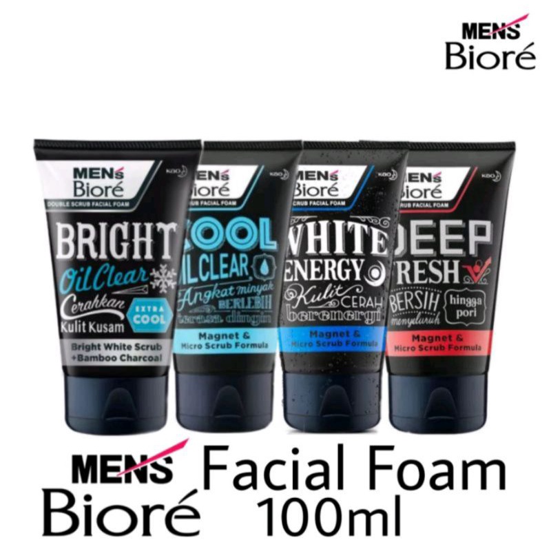 Jual Biore Mens Double Scrub Cool Oil Clear Facial Foam 100 ml | Shopee Indonesia