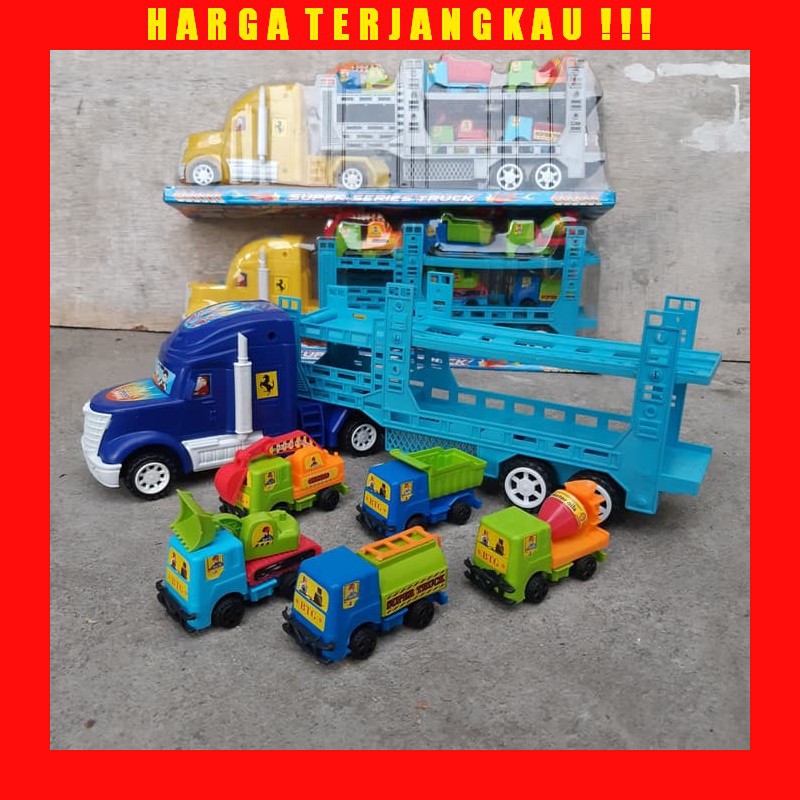 Jual Mainan Truk Angkut Mobil Kontruksi Besar - Truck Hauler Tarik Anak ...