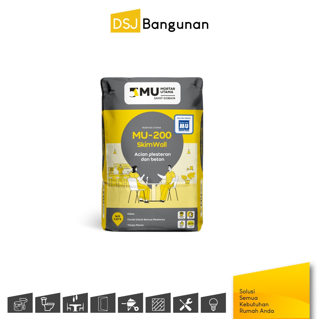 Jual Mortar Utama MU-200 SkimWall Acian Plesteran dan Beton | Shopee ...