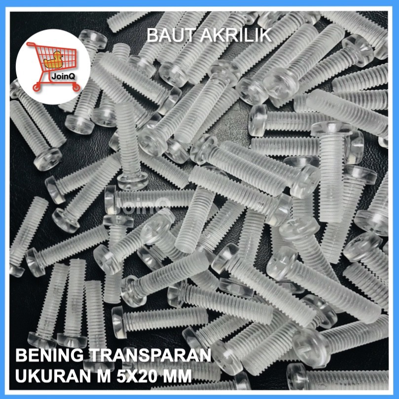 Jual BAUT AKRILIK M5X20MM TRANSPARAN NYLON ACRYLIC SEKRUP PLASTIK ...