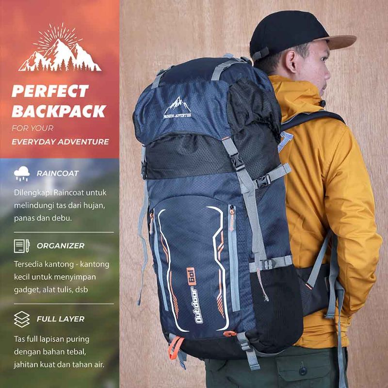Jual ARGALOKA Tas Ransel Keril Gunung Carrier Pria Camping Kapasitas 60L Semi Water Resistant ...
