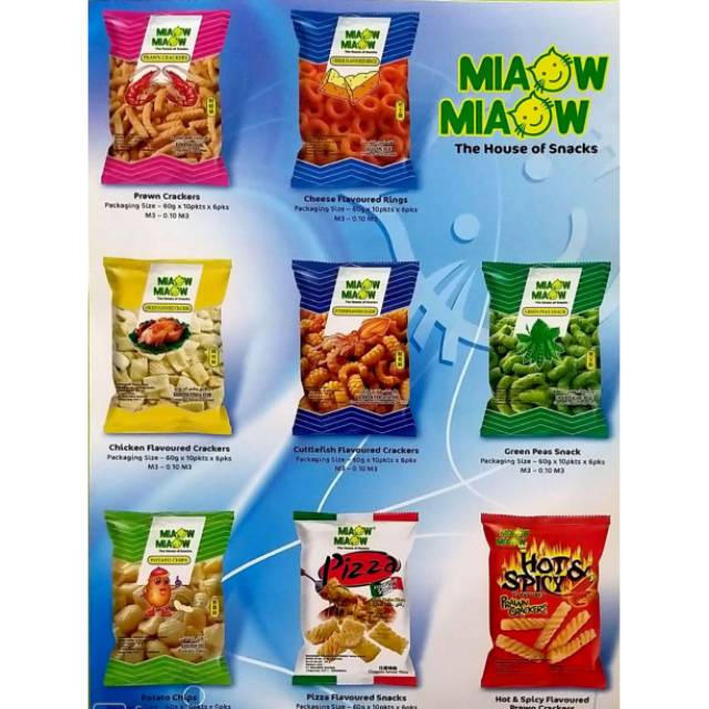 Jual MIAOW MIAOW PRAWN CHICKEN CHEESE CUTTLEFISH HOTSPICY CRACKERS 60 ...