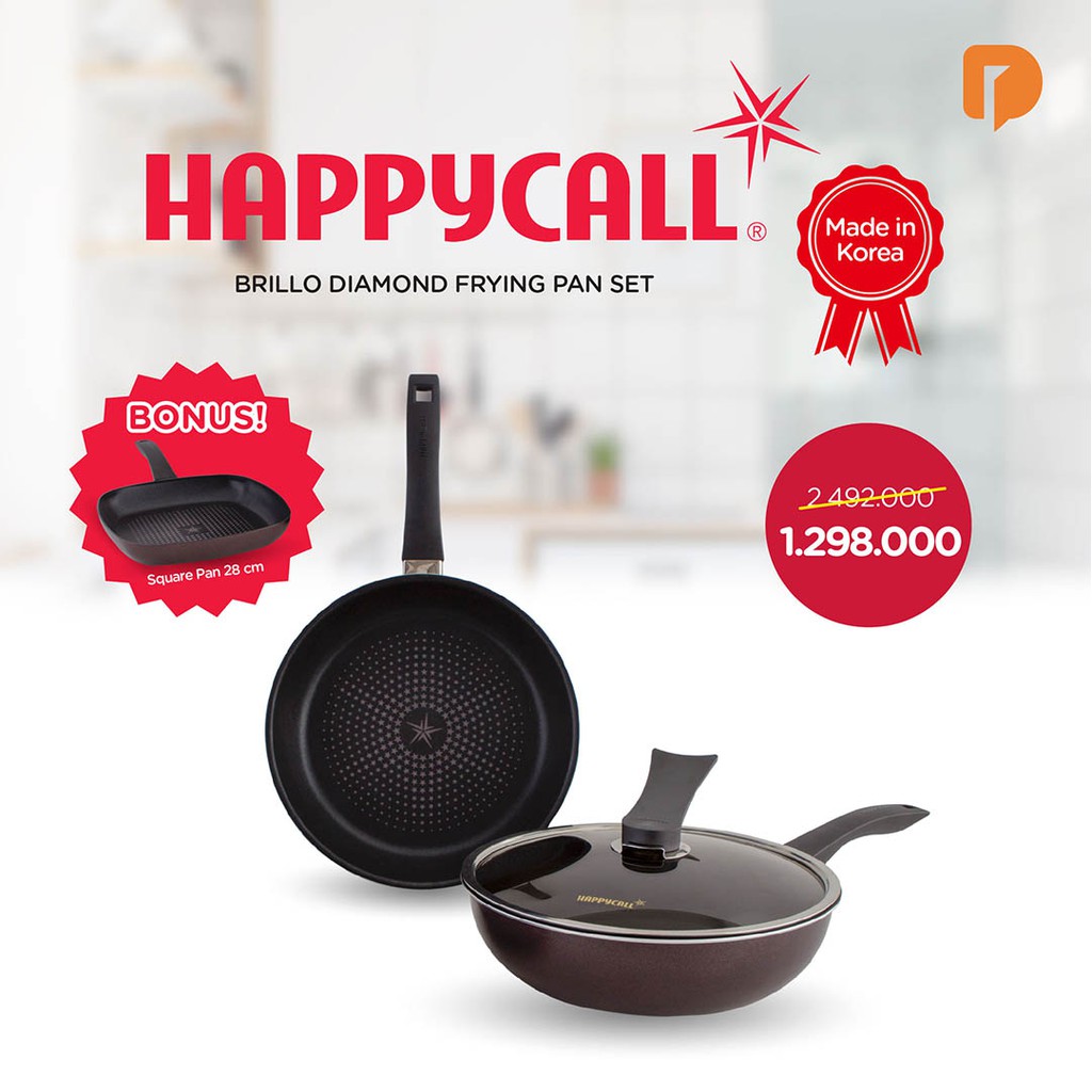 Jual TEFLON HAPPYCALL BRILLO DIAMOND FRYING PAN SET - TEFLON ORIGINAL ...