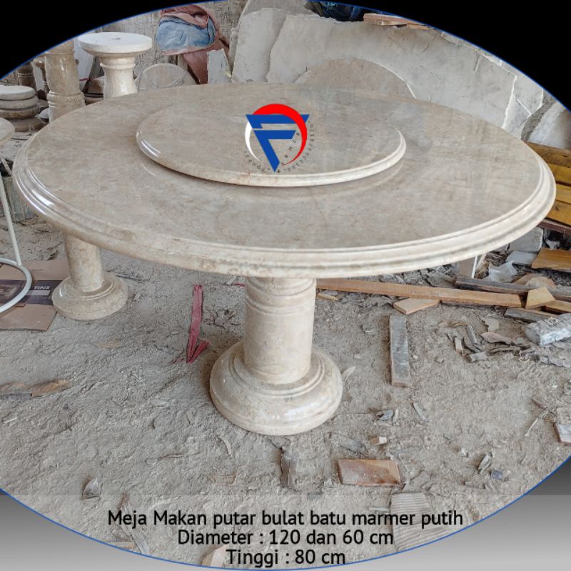 Jual Meja makan bulat putar batu marmer putih | Shopee Indonesia