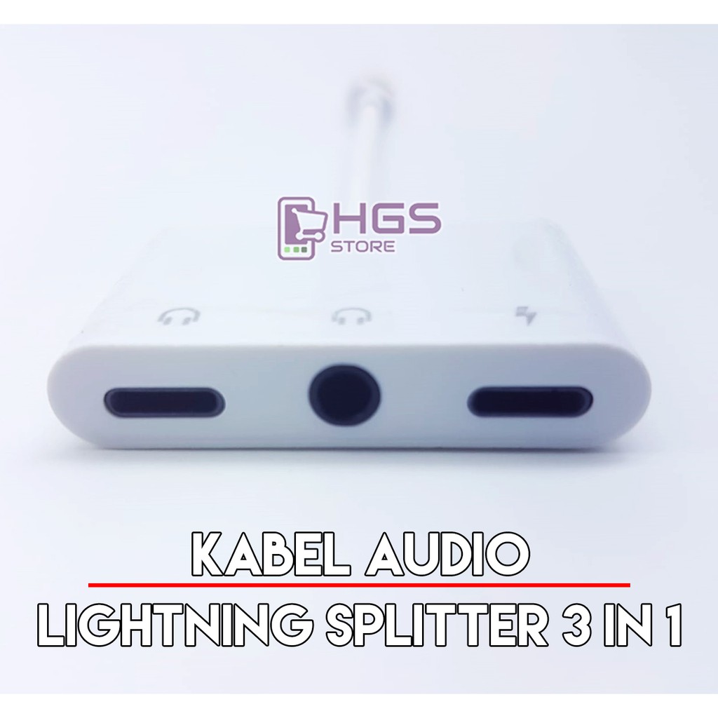 Jual Kabel Splitter 3 in 1 Dual Lightning Adapter + Audio Jack 3.5mm ...