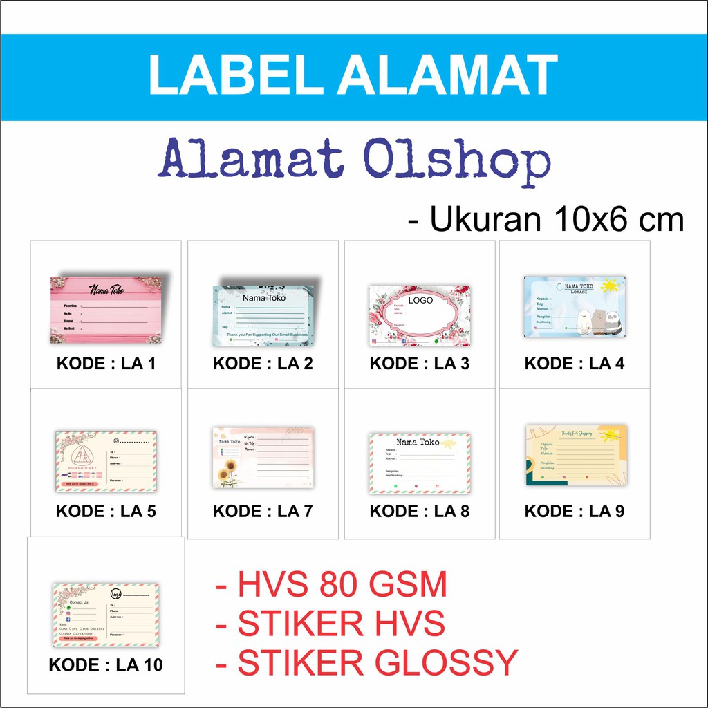 Jual STIKER ALAMAT LABEL PENGIRIMAN PAKET OLSHOP PRINTING CUSTOM DESAIN ...