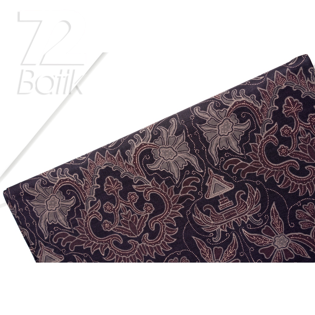 Jual KAIN BATIK PREMIUM Bahan Katun Motif Kembang Taman Warna Hitam ...