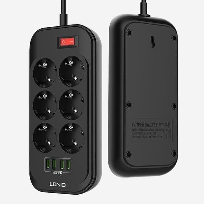 Jual STOP KONTAK 6 COLOKAN EU PLUS 4 USB PORT 3.4 A AUTO ID / POWER SOCKET LDNIO SE 6403 ...