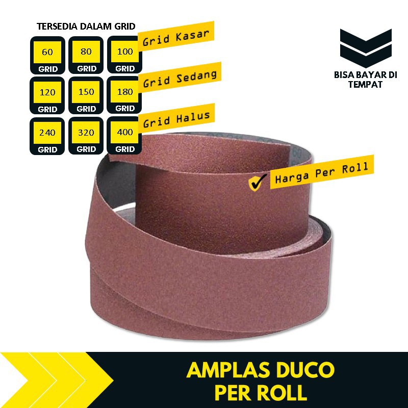 Jual Amplas Duco 1 Roll Grid Halus Sedang Kasar 50 Meter TBMS509 | Shopee Indonesia