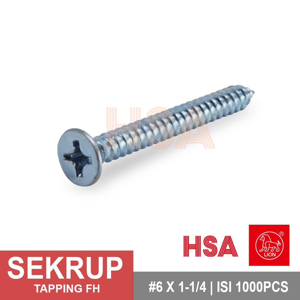 Jual SKRUP TAPPING / TAPPING SCREW FH LION #6 X 1-1/4 | ISI 1000/KTK ...