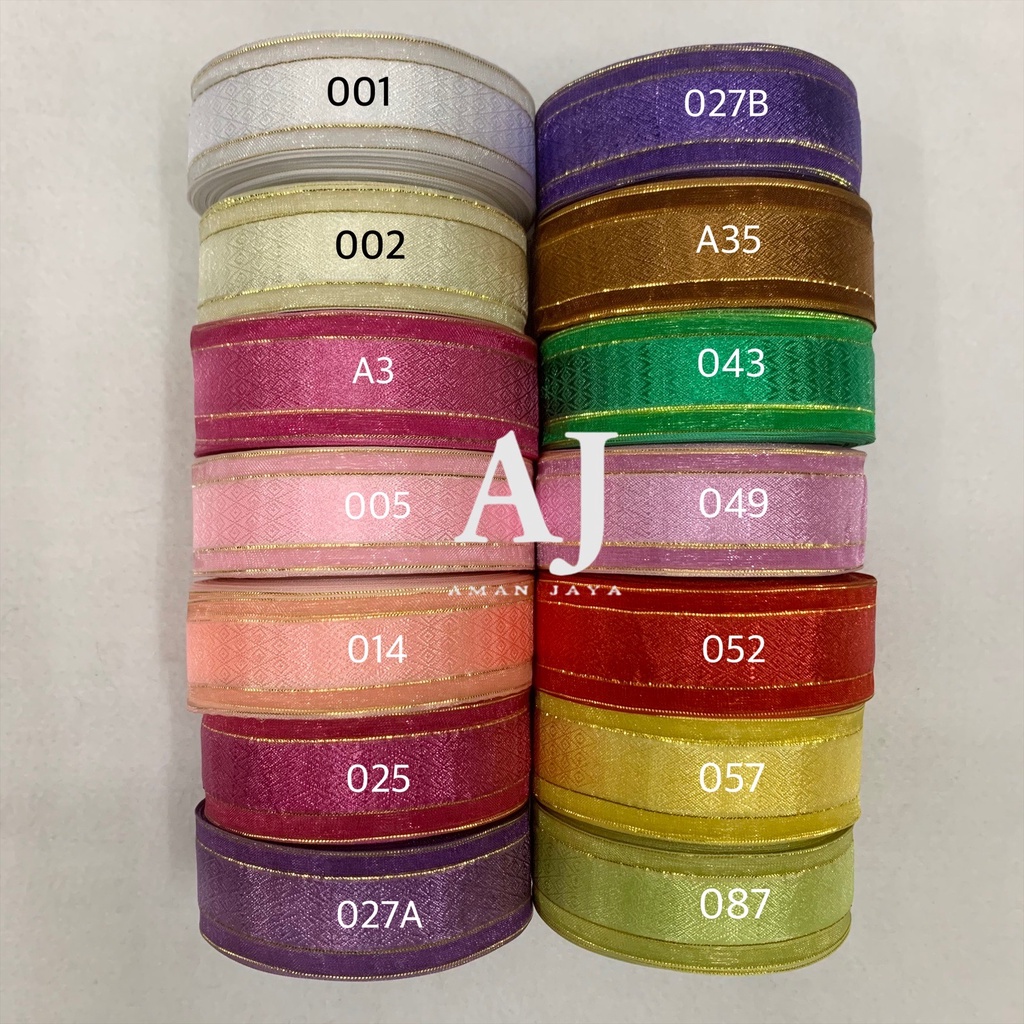 Jual Pita Organdi List Emas Motif Fancy 1 Inch / Pita Kado Natal ...