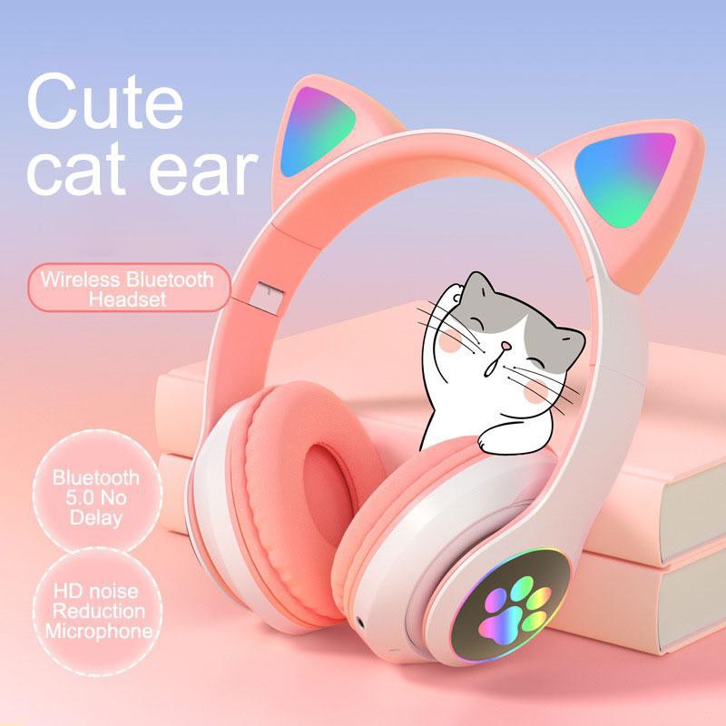 Jual STN28 Headset Bluetooth Wireless Cat Headphone Kucing Bluetooth PC ...
