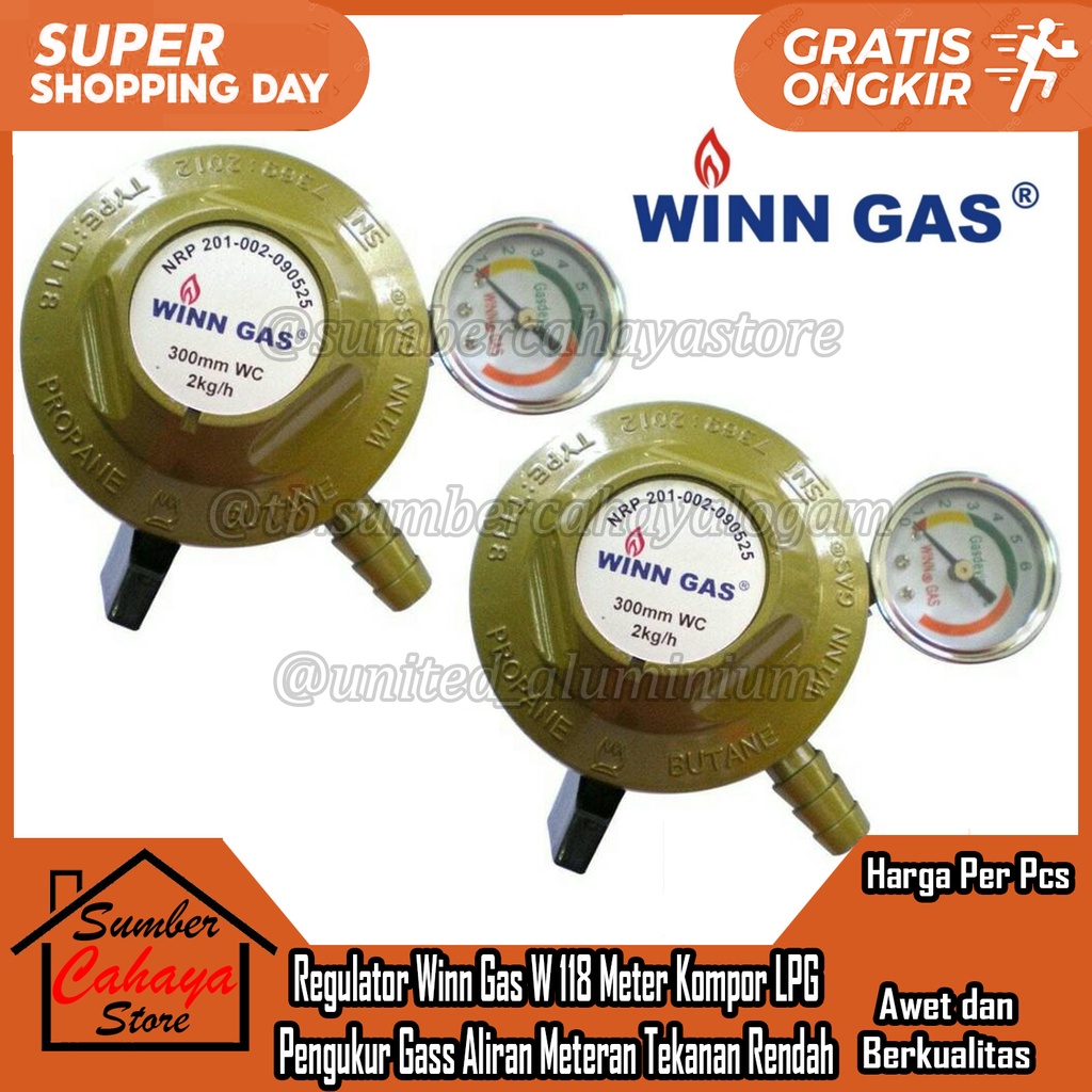 Jual Regulator Winn Gas W 118 Meter Kompor LPG Pengukur Aliran Meteran ...