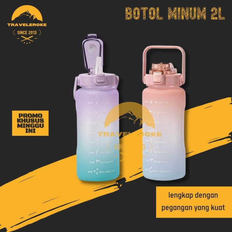 Jual Botol Air Minum 2L 2000ml Jumbo Viral Korea Kekinian Pendaki ...