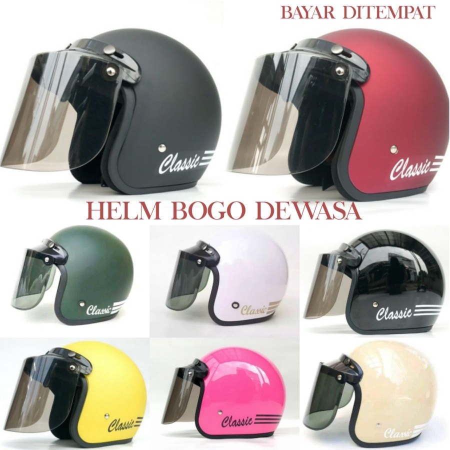 Jual HELM BOGO CLASSIC GARIS TIGA HELM BOGO PRIA WANITA HELM BOGO ...