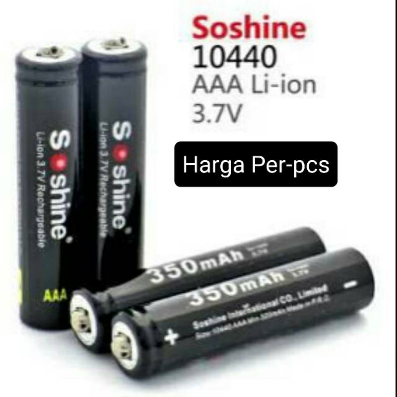 Jual Baterai lithium Li-ion Soshine battery 3A AAA 10440 3.7v 350mah ...