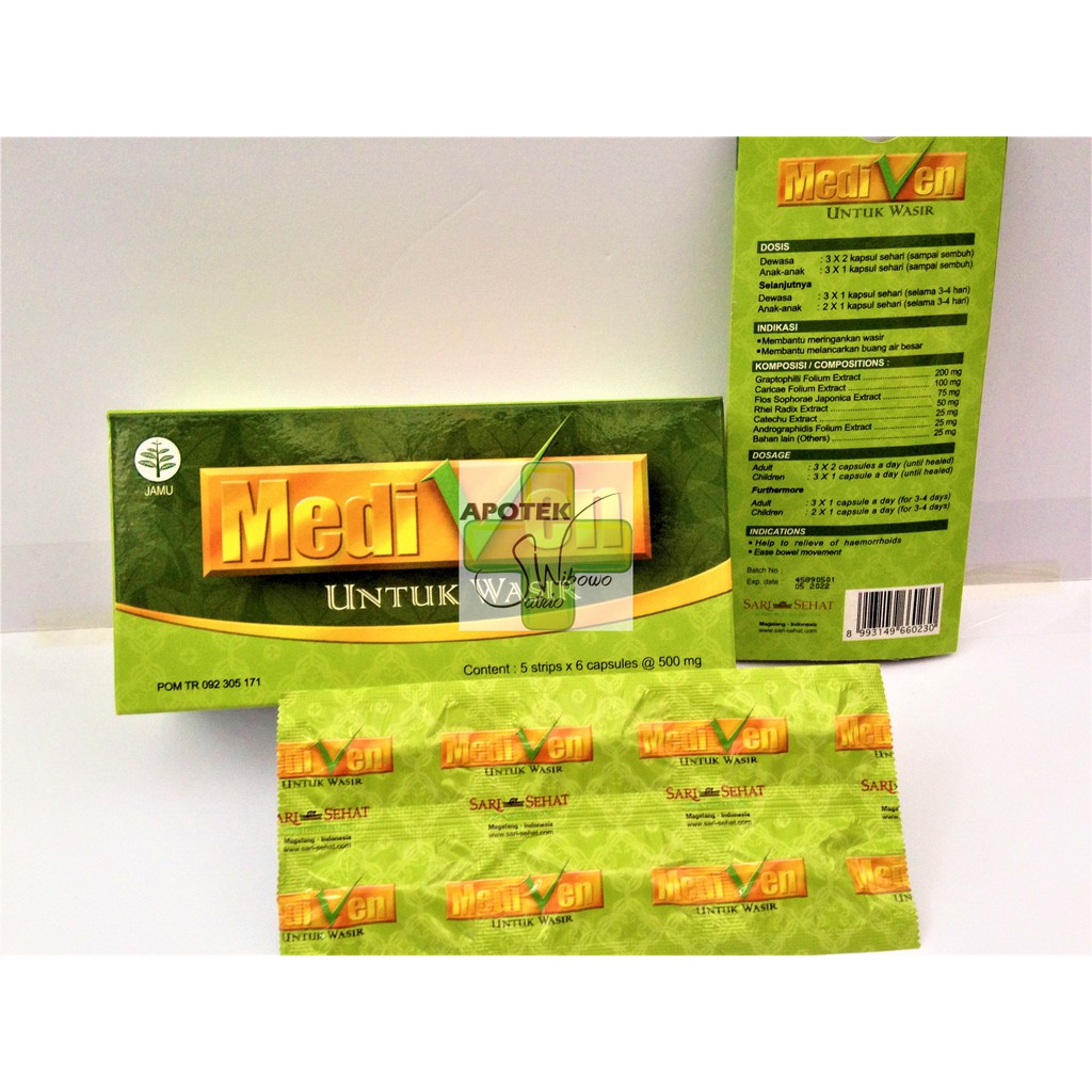 Jual OBAT AMBEIEN WASIR MEDIVEN CAPSUL STRIP 6'S ( HARGA PER STRIP ...