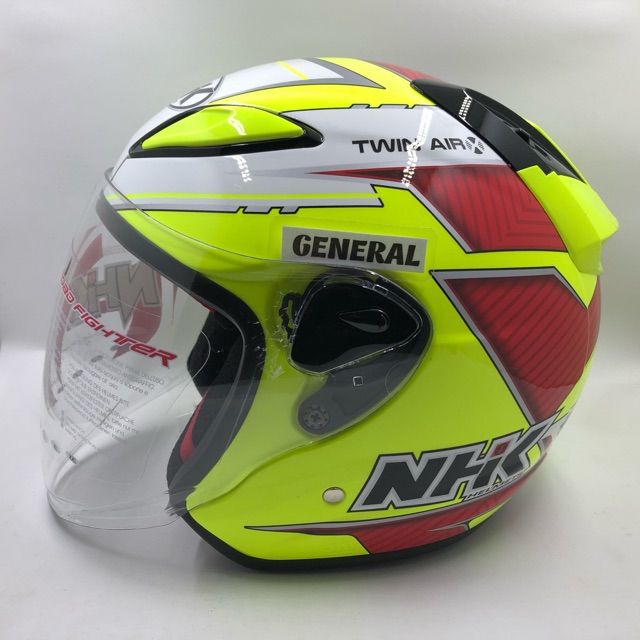 Jual Helm NHK R6 Motif Glow Yellow Fluorecent Red Kuning Stabilo Merah ...