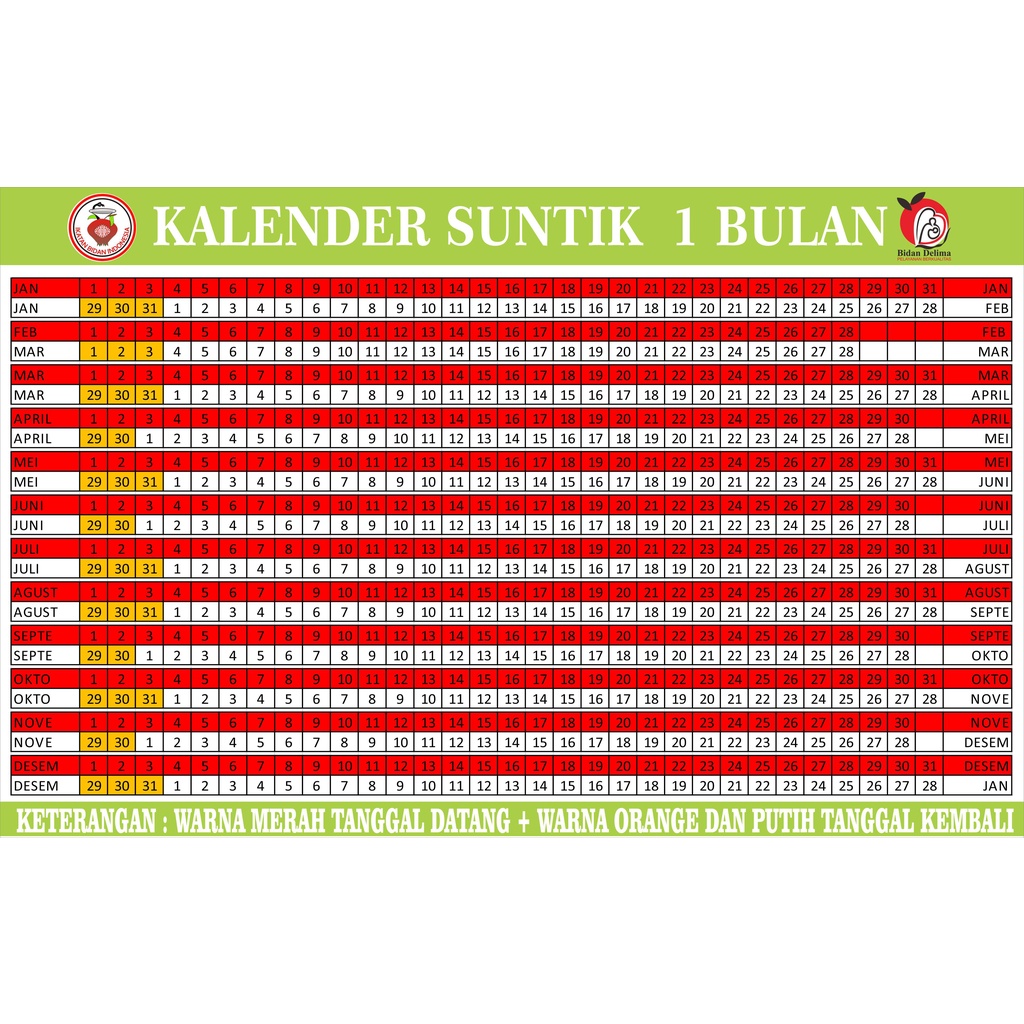 Jual Kalender KB 1 bulan | Shopee Indonesia