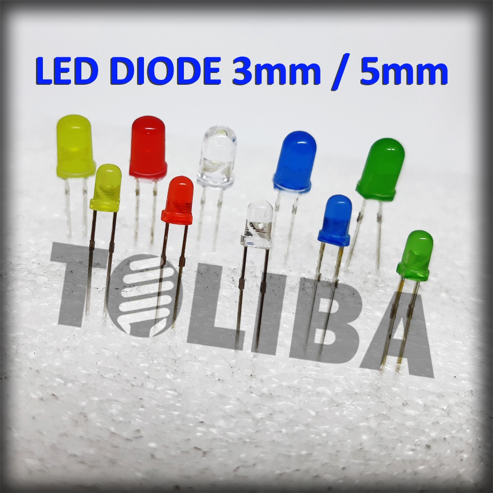 Jual led dioda diode 3mm / lampu dioda led warna kuning merah putih ...