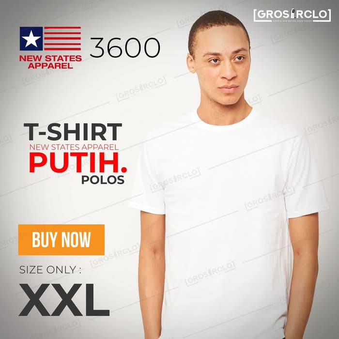 Jual Kaos Polos New States Apparel Nsa 3600 Original White Xxl | Shopee ...
