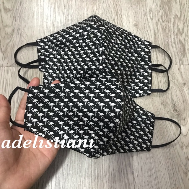 Jual masker kain flaminggo hitam 4ply | Shopee Indonesia