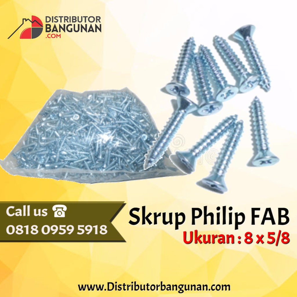 Jual Skrup Philip FAB 8 x 5/8 - Per Pcs | Shopee Indonesia