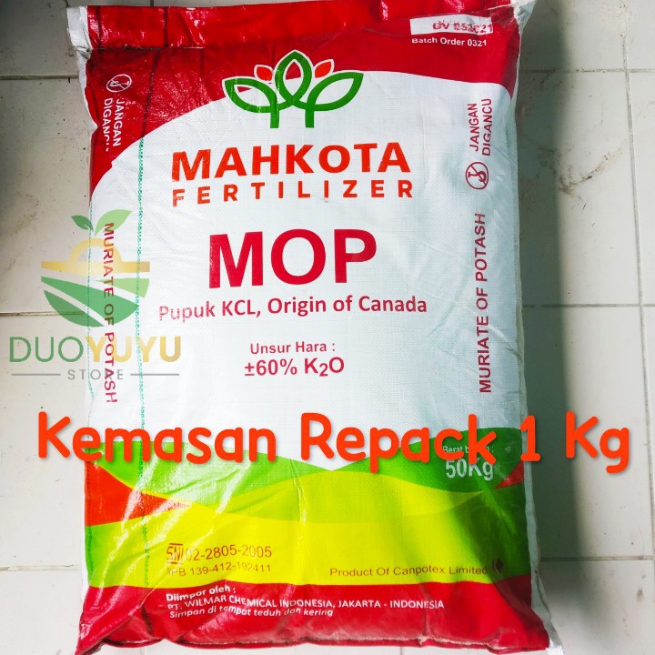 Jual Pupuk KCL Mahkota MOP Repack 1 Kg Pemanis Buah dan Anti Rontok ...