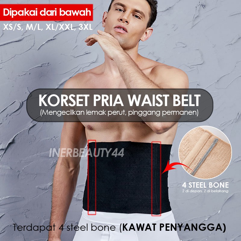 Jual Korset Pria Waist Belt Pengecil perut pinggang tanpa kait tulang ...
