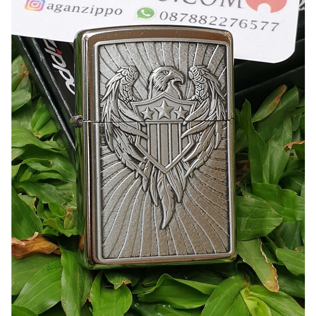 Jual Zippo 49450 Eagle and Shield Emblem Design | Shopee Indonesia