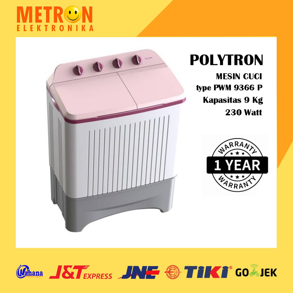 Jual POLYTRON PWM 9366 HP / PINK / MESIN CUCI 9 KG / PWM9366HP | Shopee ...