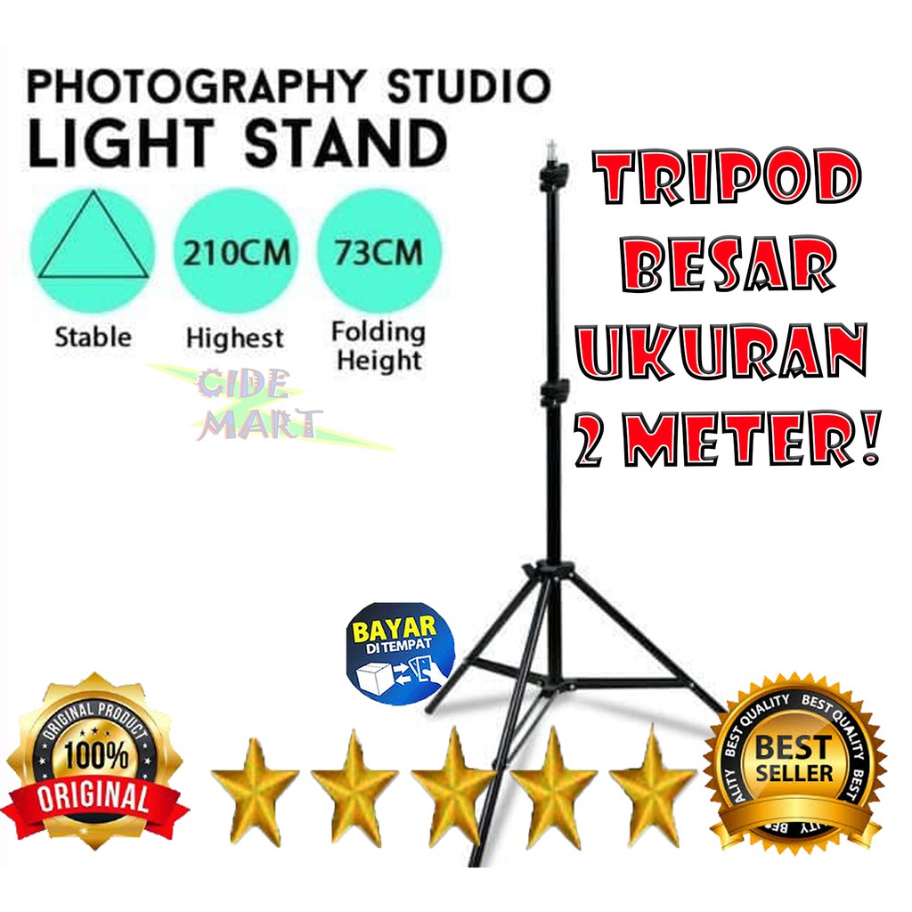 Jual [TERMURAH] TRIPOD STAND 2 METER FOR RINGLIGHT / CAMERA UKURAN 2 ...