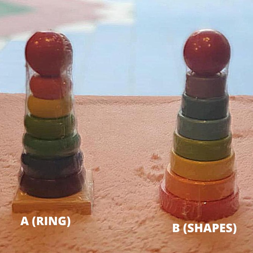 Jual Rainbow Tower Wooden Toys - Balok Susun Ring Mainan Edukasi ...
